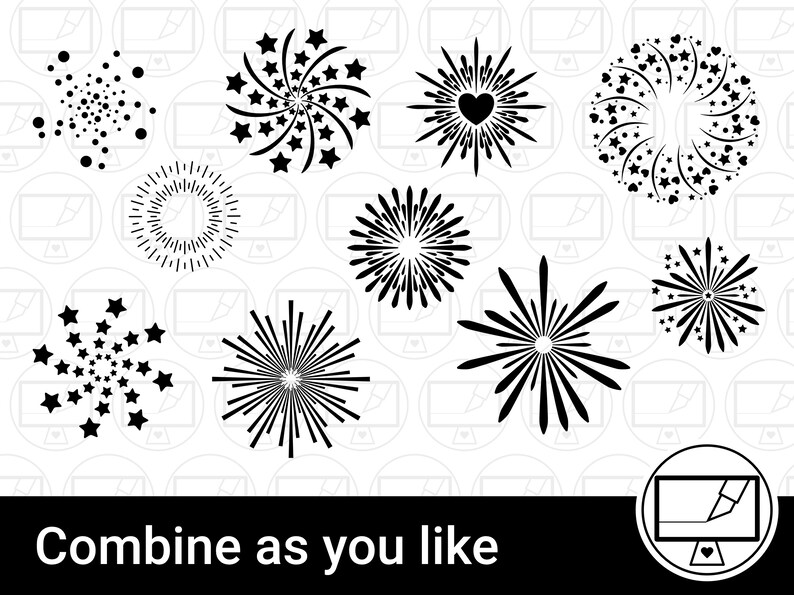 Fireworks SVG PNG Eps Jpg Cutfile - Cricut Silhouette Digital Download ...