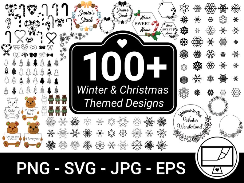 Christmas Winter Bundle - SVG PNG Eps Jpg Cutfiles - Digital Download ...