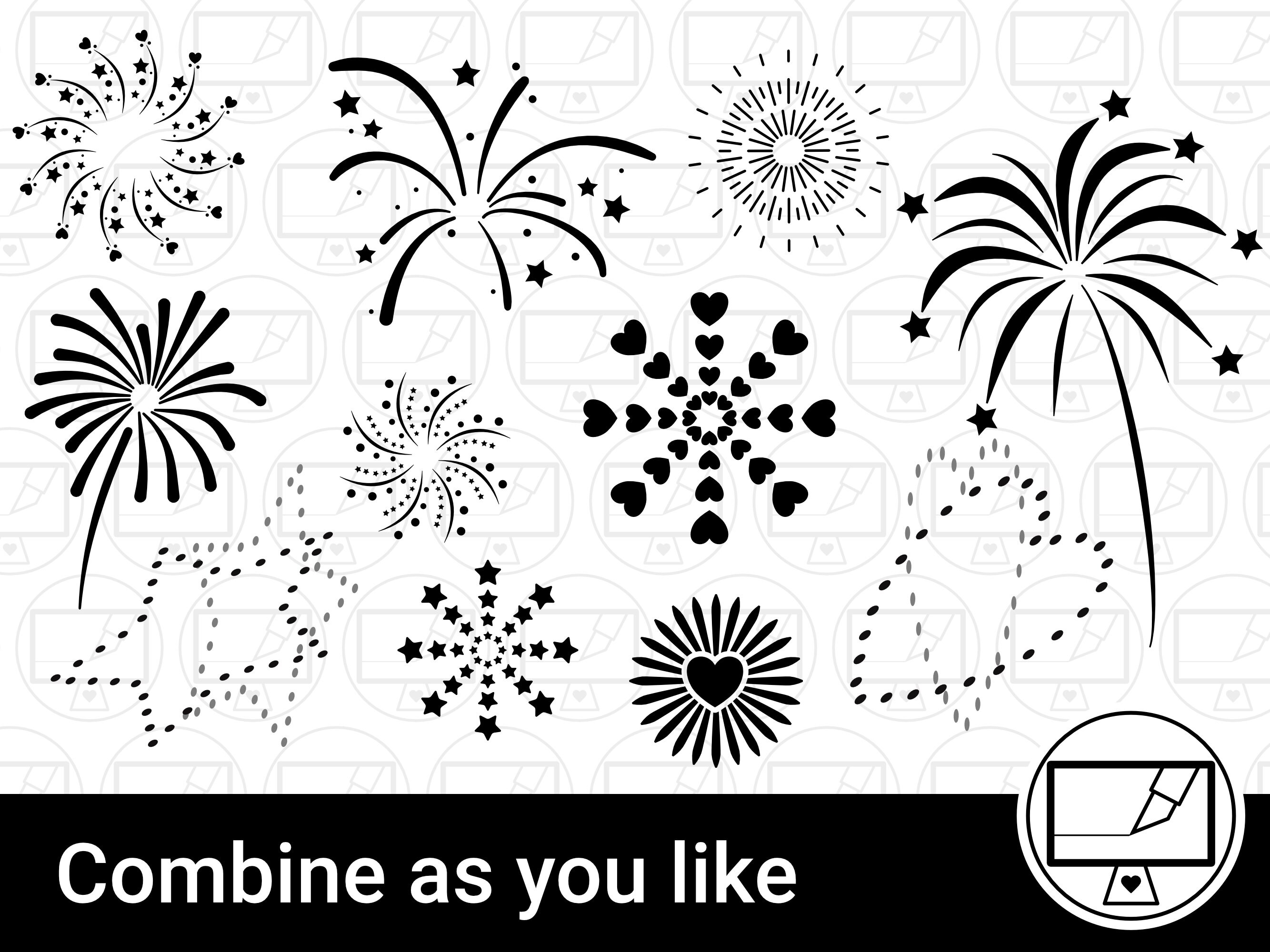 Fireworks SVG PNG Eps Jpg Cutfile - Cricut Silhouette Digital Download ...