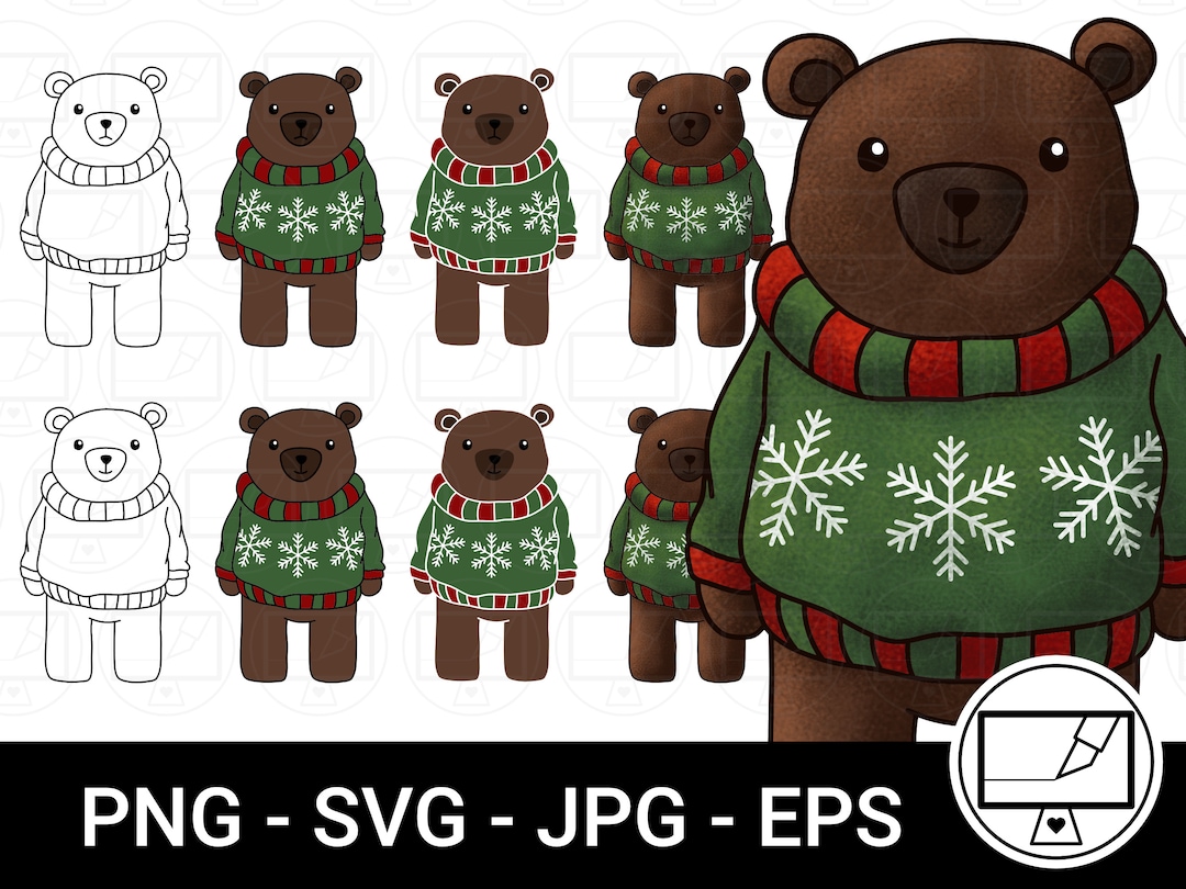 Happy Bear Illustration - Grumpy Big Bear Drawing - Printable Art ...