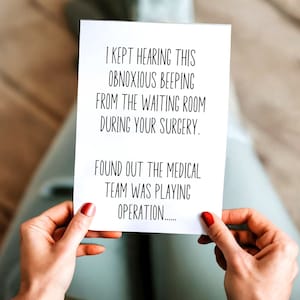 After Surgery Funny Get Well Card Shoulder Surgery Card Heart Surgery ...