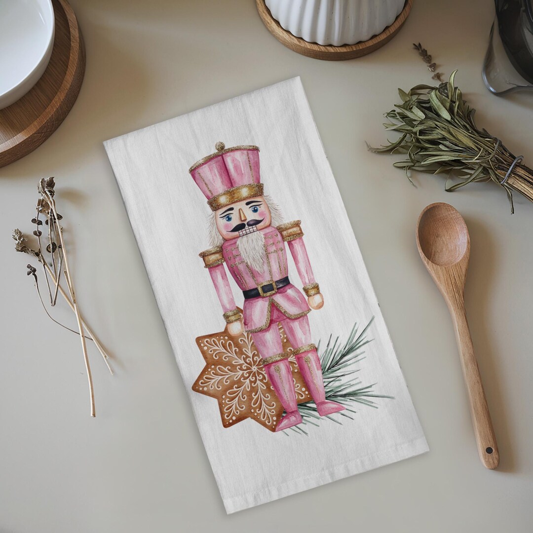 Pink Nutcracker Christmas Tea Towel Pink Christmas Pastel Nutcracker ...