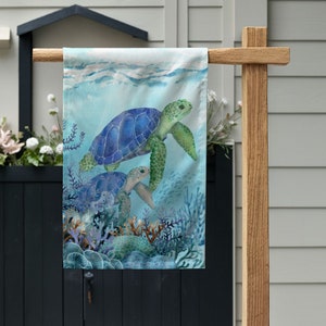 Sea Turtle Decor Ocean Flag Beach House Flag Double Sided Garden Flag ...