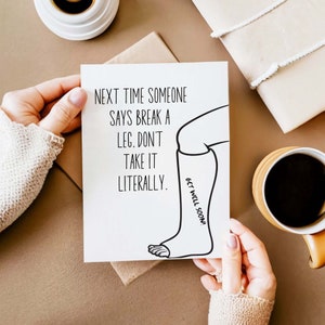 Broken Leg Get Well Card Printable Funny Broken Bone Card Digital ...