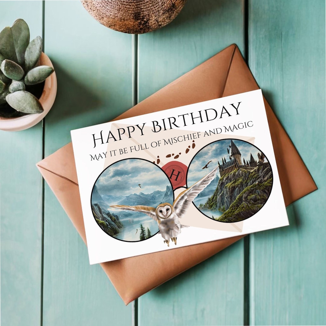 Wizard Birthday Card for Kids Magical Wizard Castle Book Lover Birthday ...