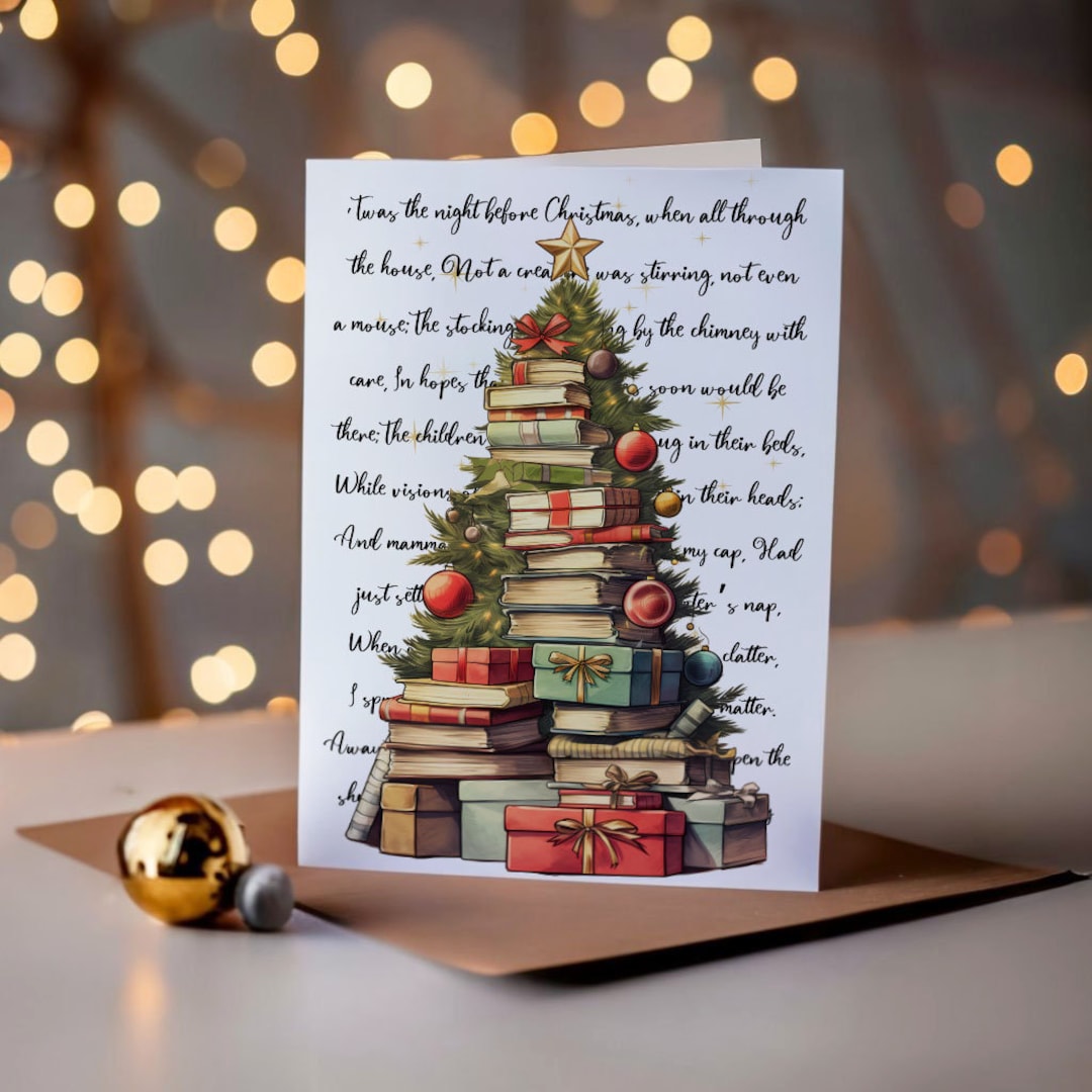 Twas the Night Before Christmas Card Boxed Book Lovers Book Themed ...