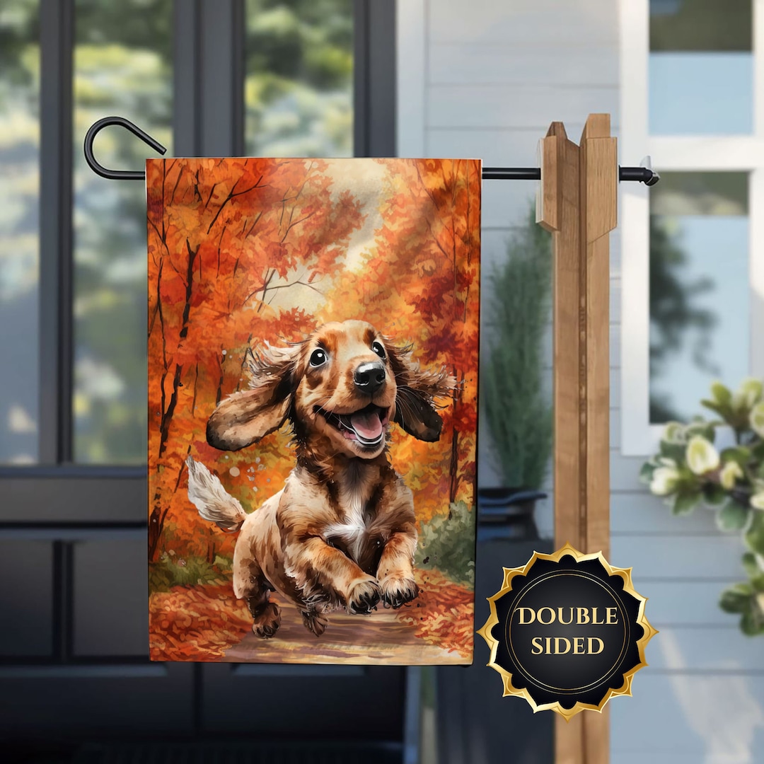 Watercolor Dachshund Garden Flag Fall Decor for Yard Dachshund Lover ...