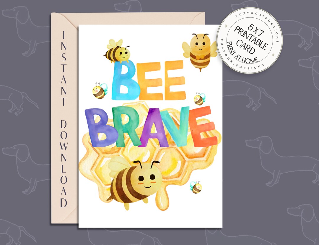 Be Brave Card for Kids Printable, Encouragement Cards for Kids, Cute ...