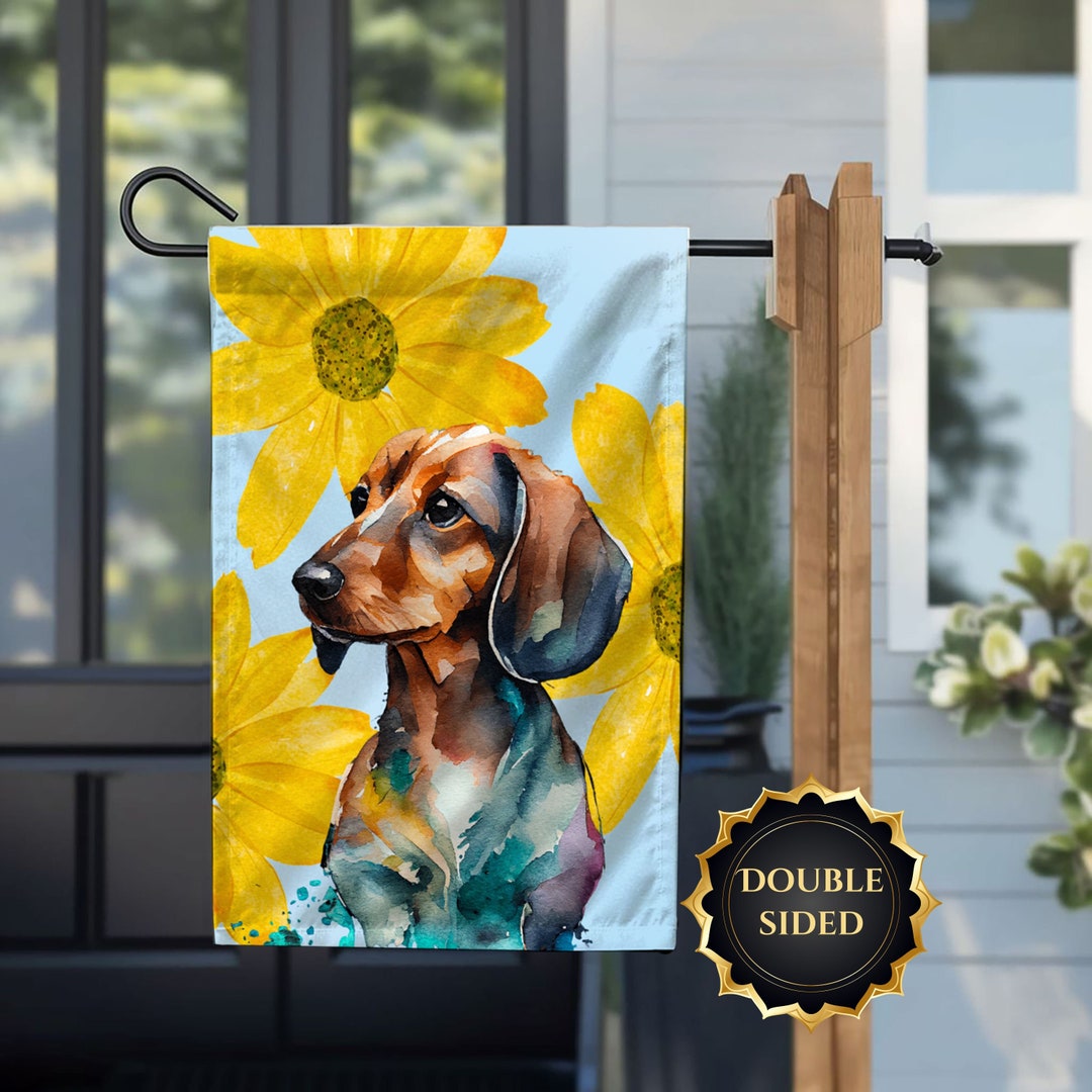 Dachshund House Flag Double Sided Garden Flag Spring Dachshund Flag ...