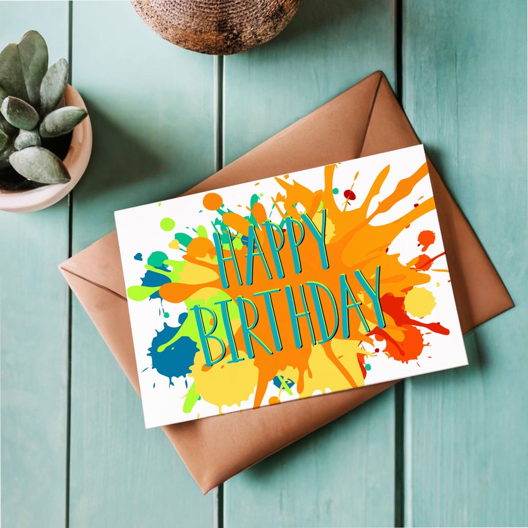 Paint Splatter Birthday Card Happy Birthday Paintball Birthday Card Boy ...