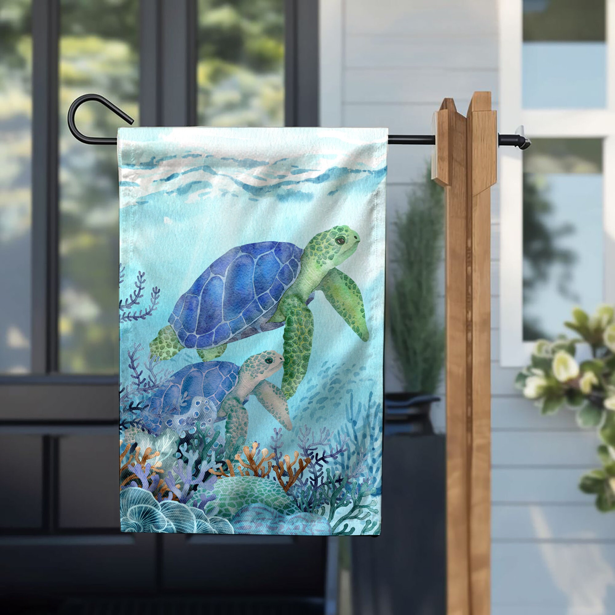 Sea Turtle Decor Ocean Flag Beach House Flag Double Sided Garden Flag ...