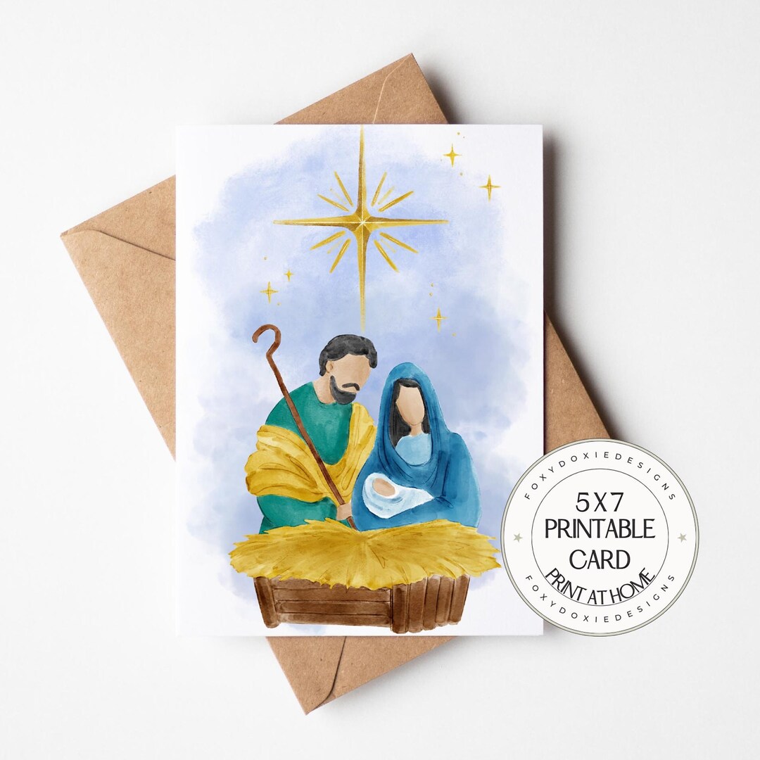 Baby Jesus Nativity Christmas Card Digital Download Christian - Etsy