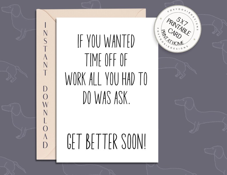 Funny Get Well Soon Card for Coworker Printable, After Surgery Recovery ...