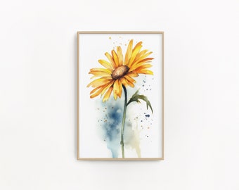 Yellow Daisy Flower Art Print Botanical Watercolors Illustration ...