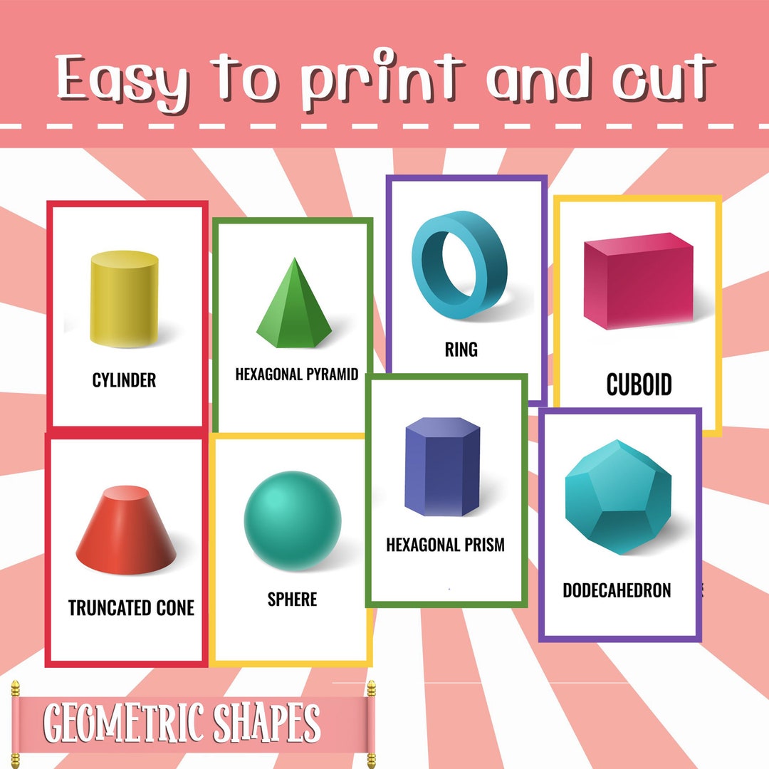 3D GEOMETRIC SHAPES 18 Editable Montessori Cards Flash Cards ...