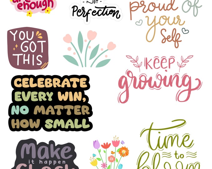 Positive Affirmations Decals Digital Download PNG Stickers - Etsy