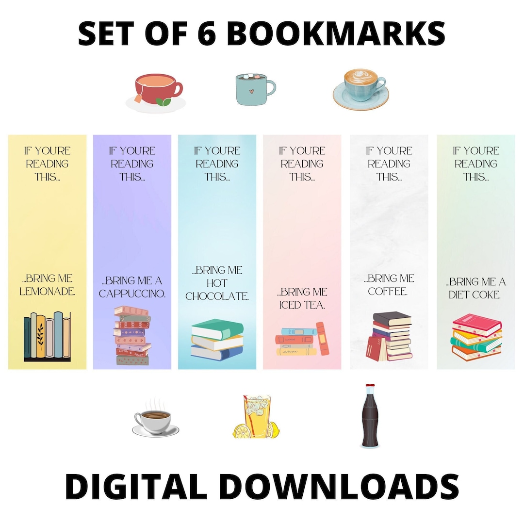 Set of 6 Funny Bookmarks Sassy Bookmarks Digital Bookmarks - Etsy