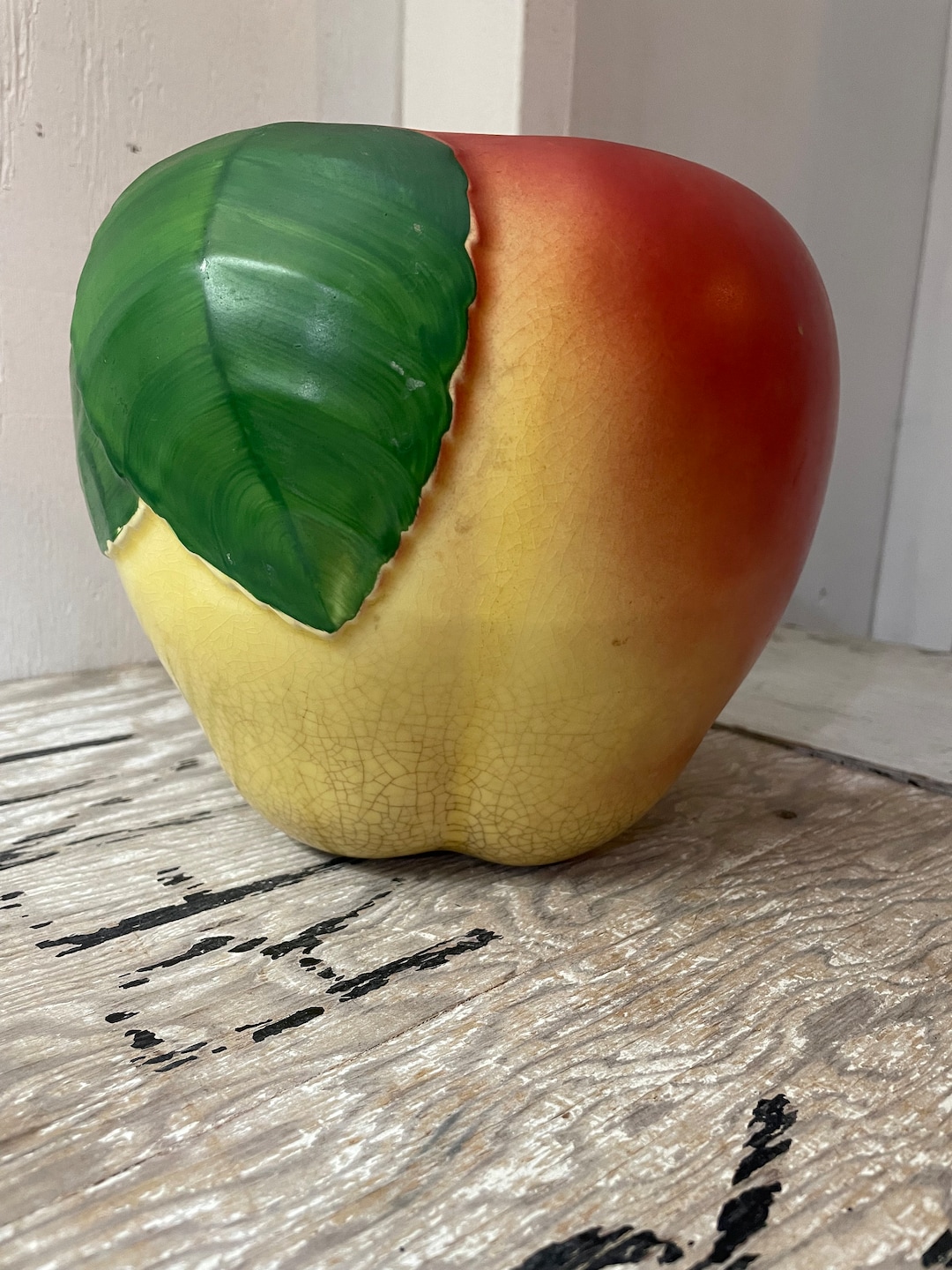 Vintage Apple Pottery Planter - Cookie Jar Without Lid - Old Pottery ...