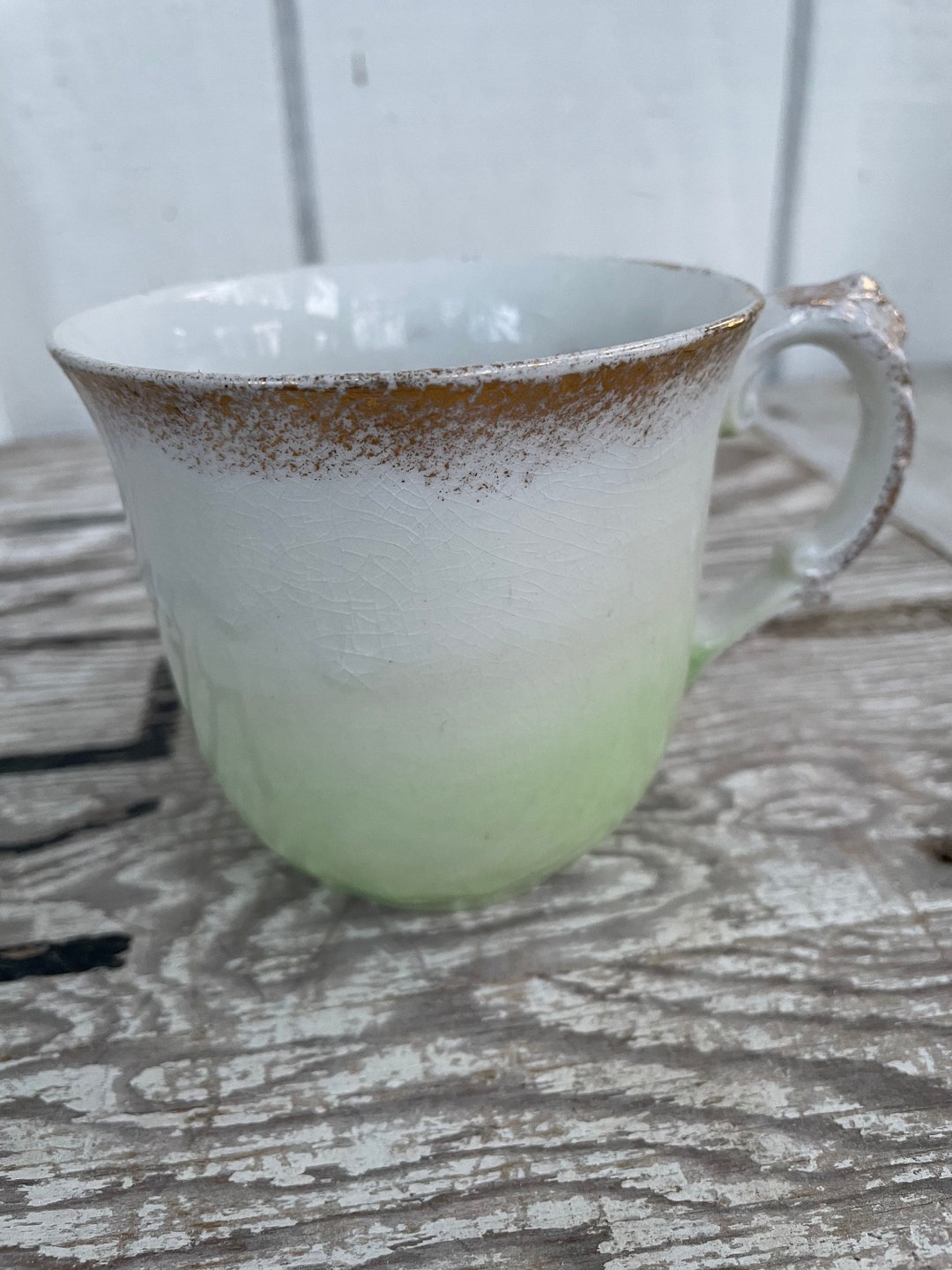Vintage Ironstone Pale Green and Gold Mug - English Ironstone - Crazing ...