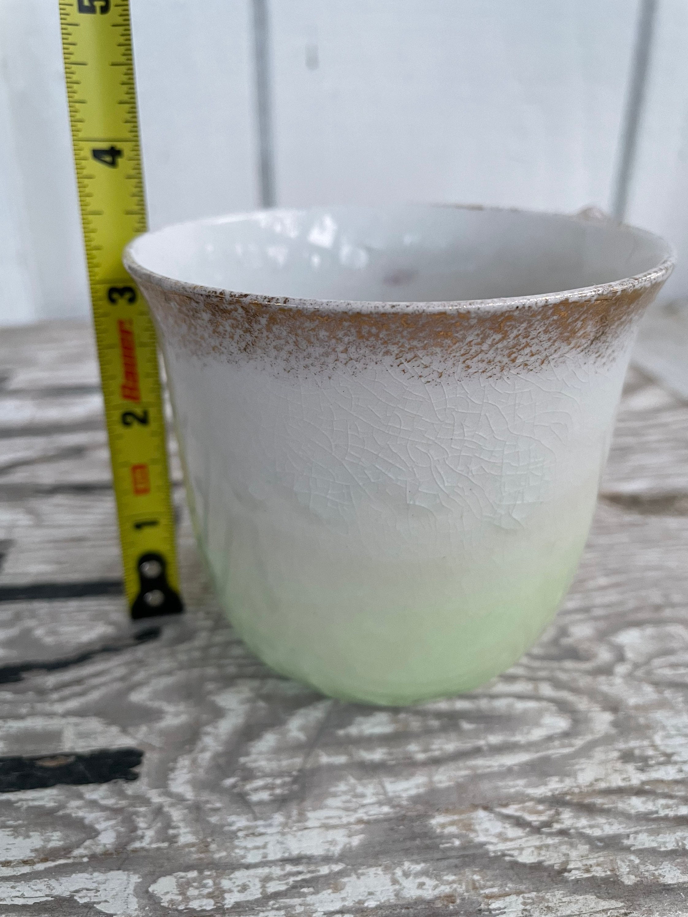 Vintage Ironstone Pale Green and Gold Mug English Ironstone Crazing ...