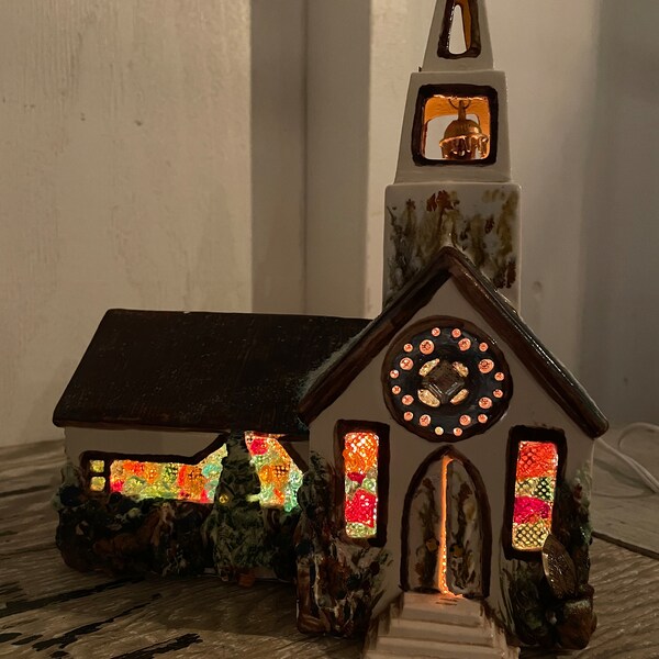Lighted Ceramic Church - Etsy