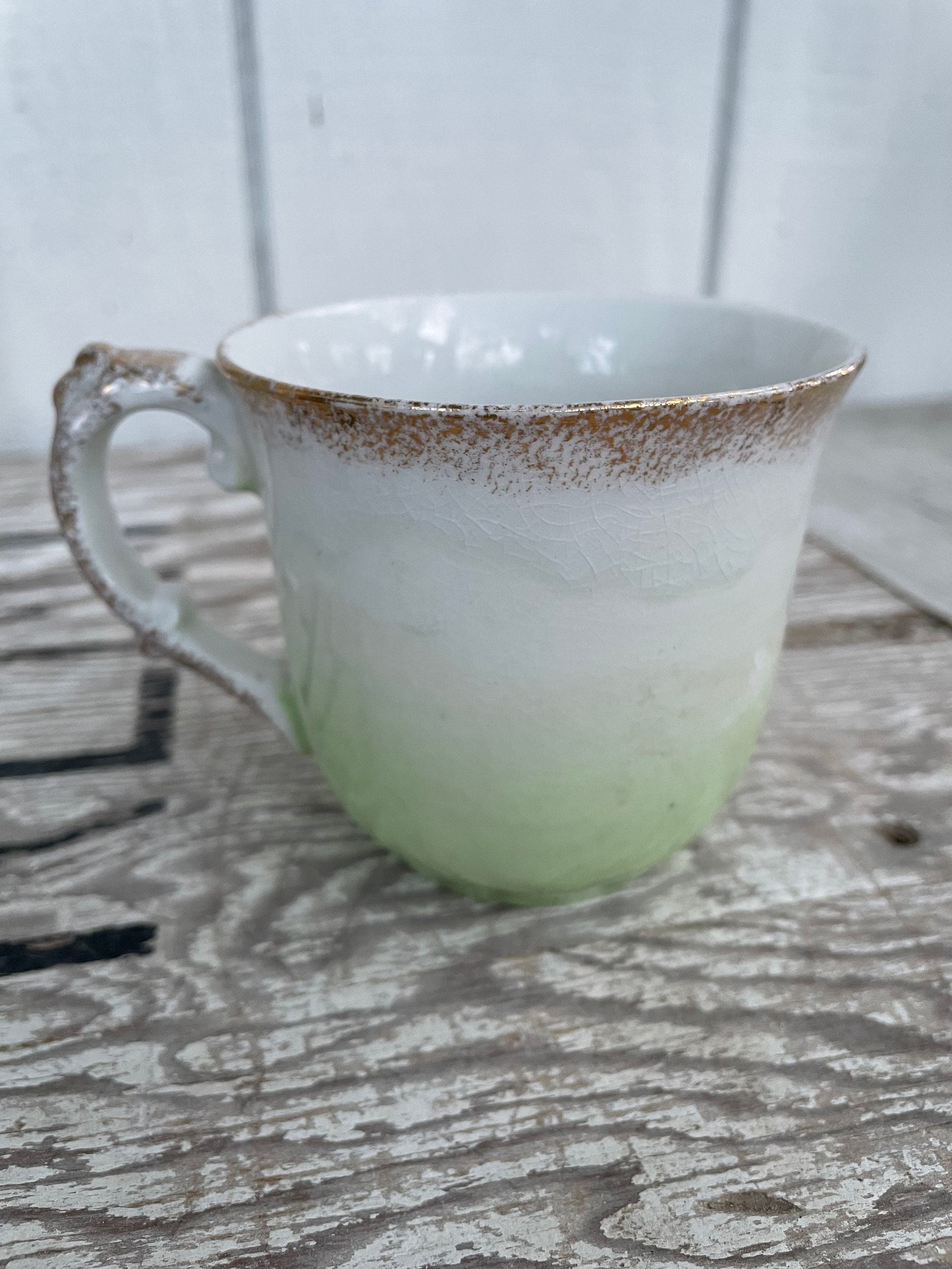 Vintage Ironstone Pale Green and Gold Mug English Ironstone Crazing ...