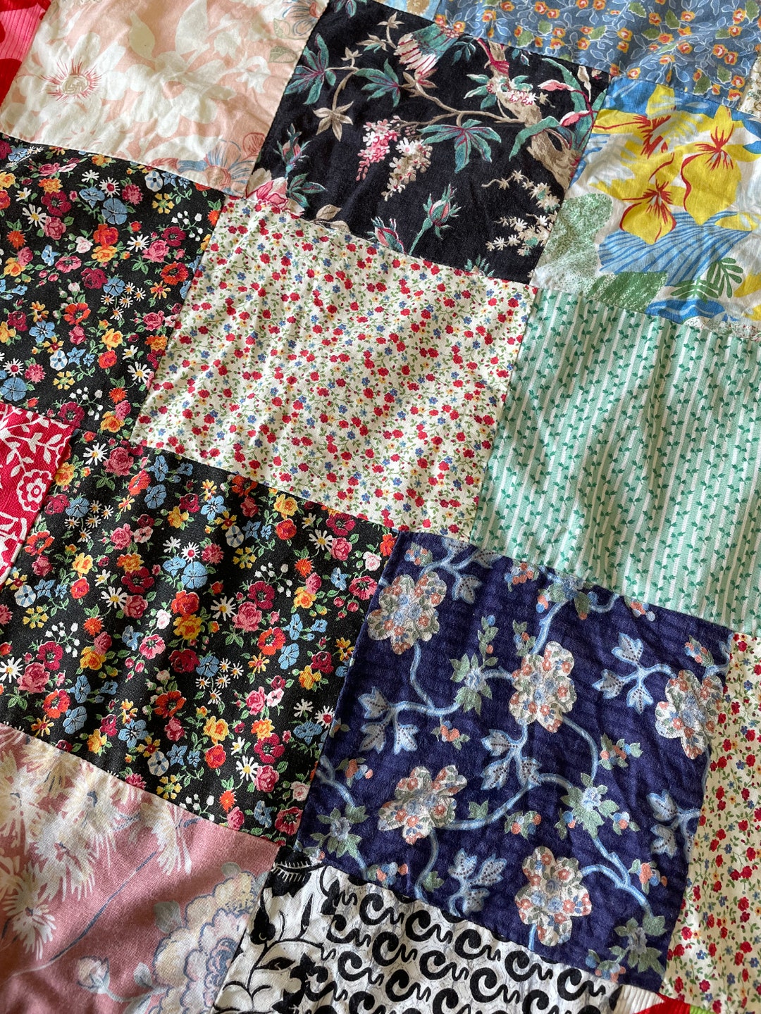 Vintage Patchwork Quilt Top Piece - Project Material - Cutter Fabric - Etsy