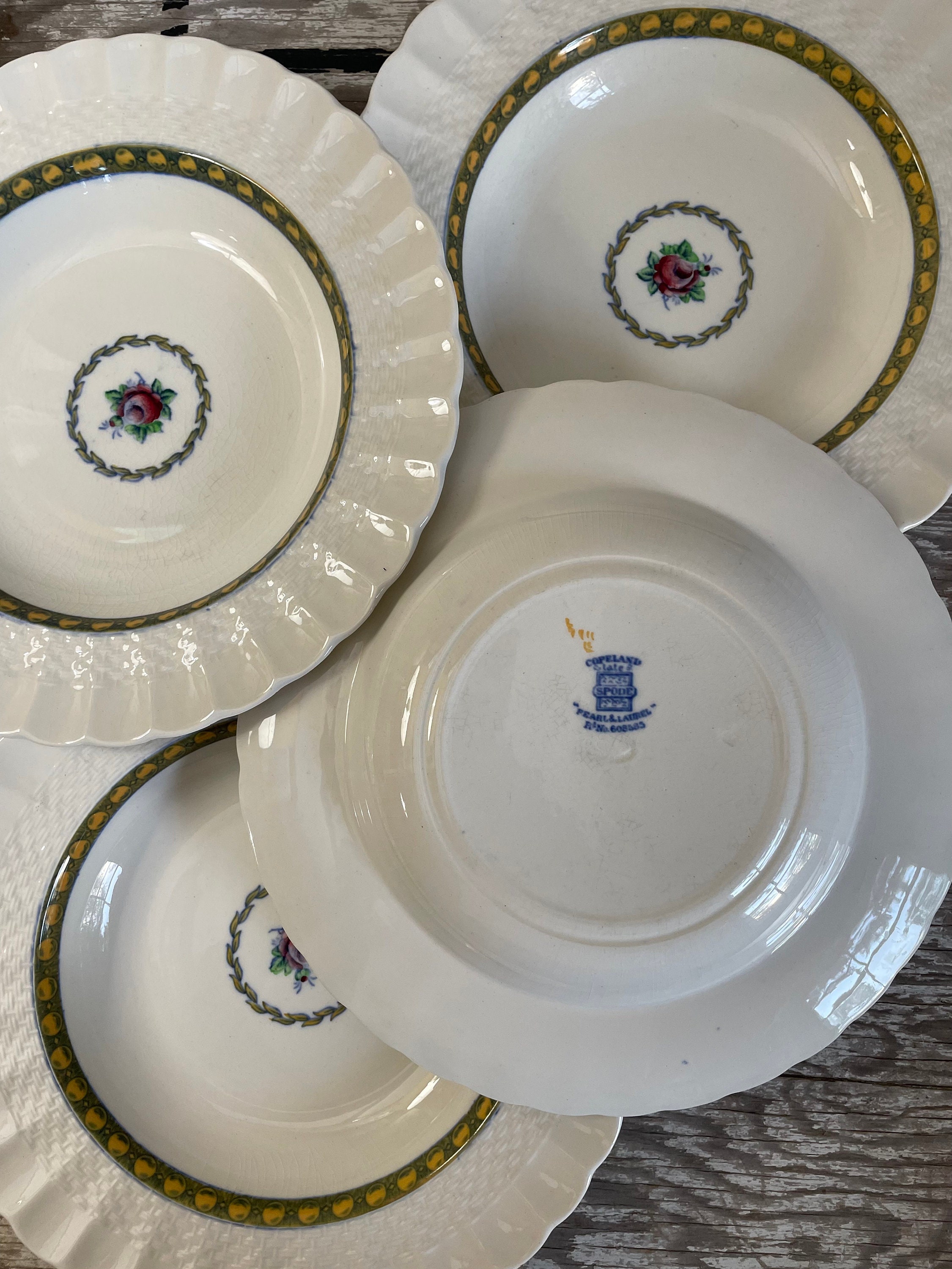 4 Vintage Spode Plates Set of 4 Copeland Spode Salad Plates Pearl and ...