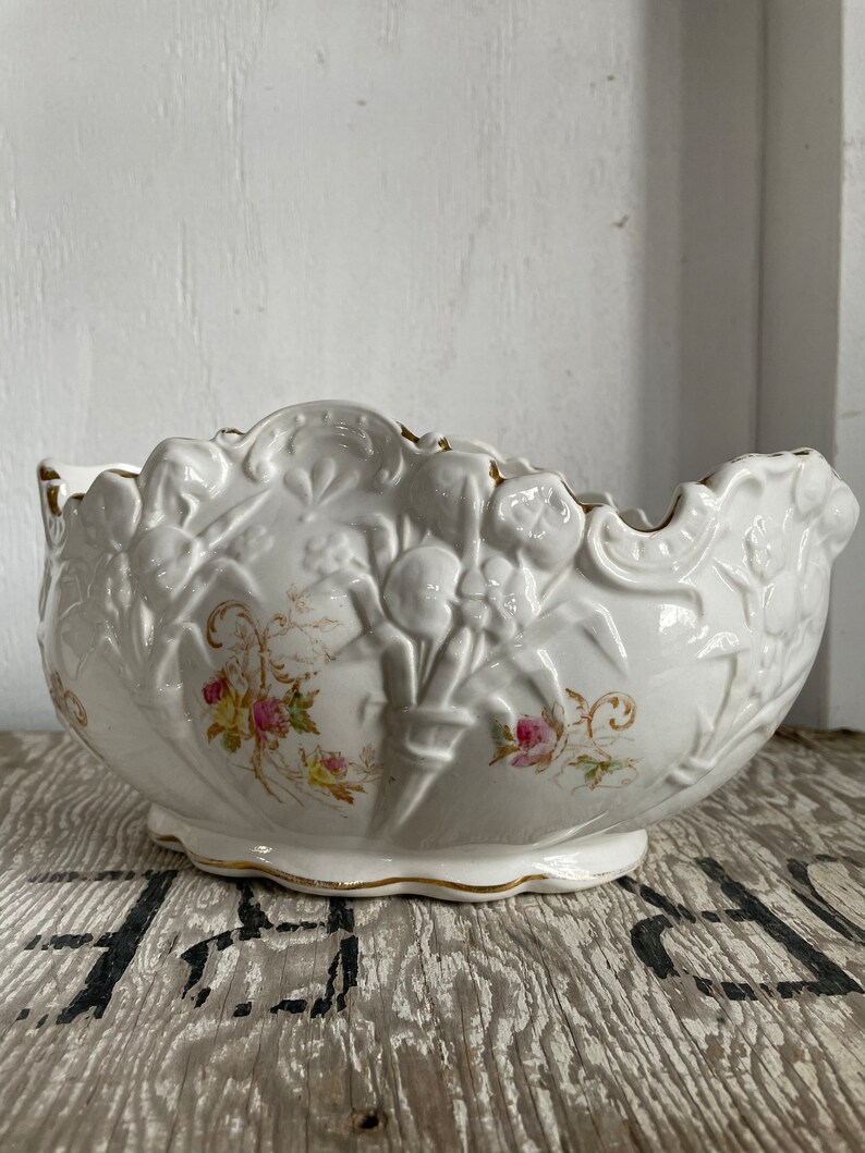 Vintage Heavy Ironstone Planter English Ironstone Vase Globe China ...