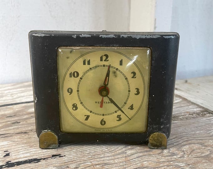 Vintage Westclox Clock - Weathered Collectible Clock - Metal Art Deco ...