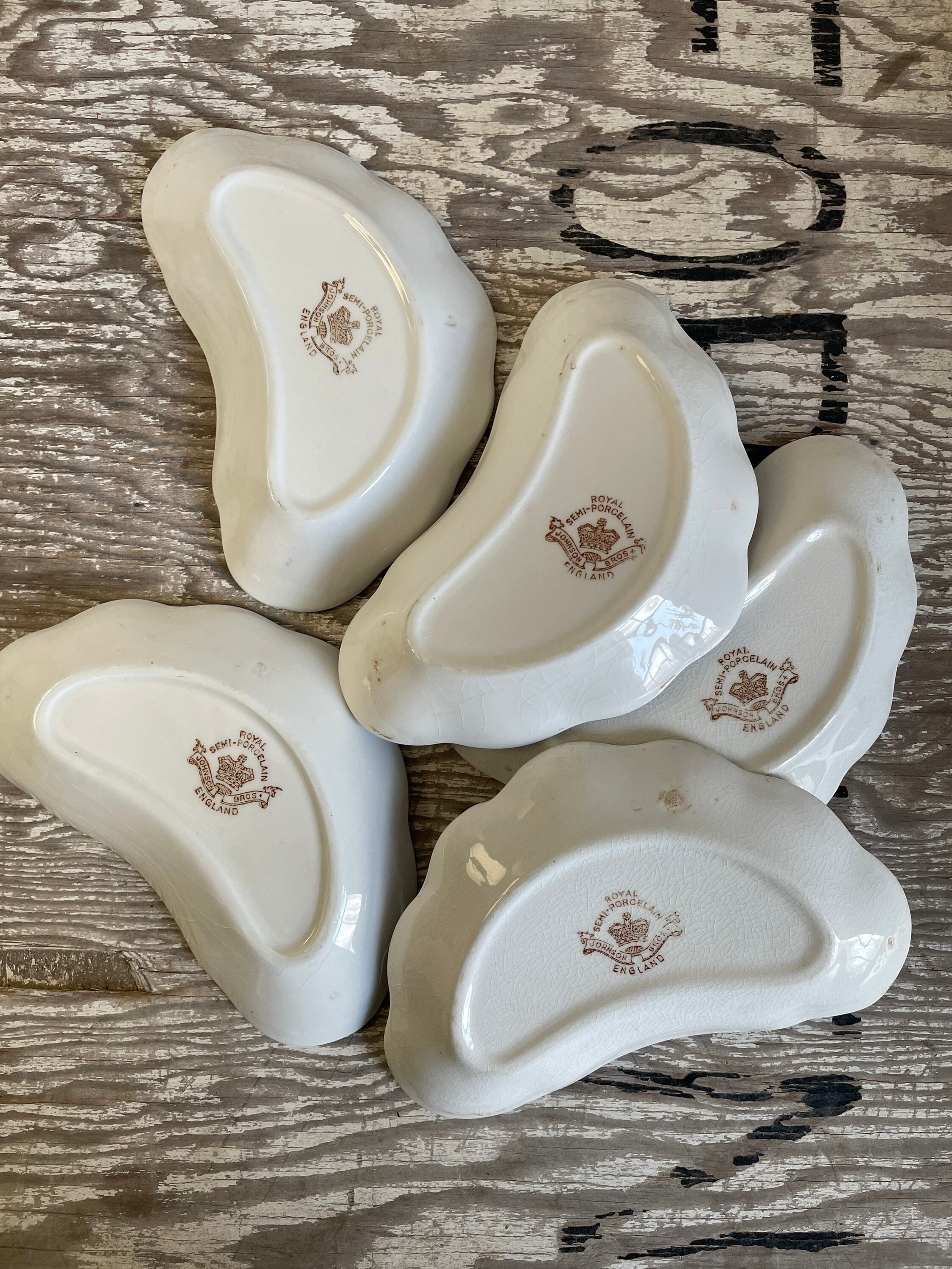 5 Vintage English Floral Ironstone Bone Dishes Set of 5 Transferware ...