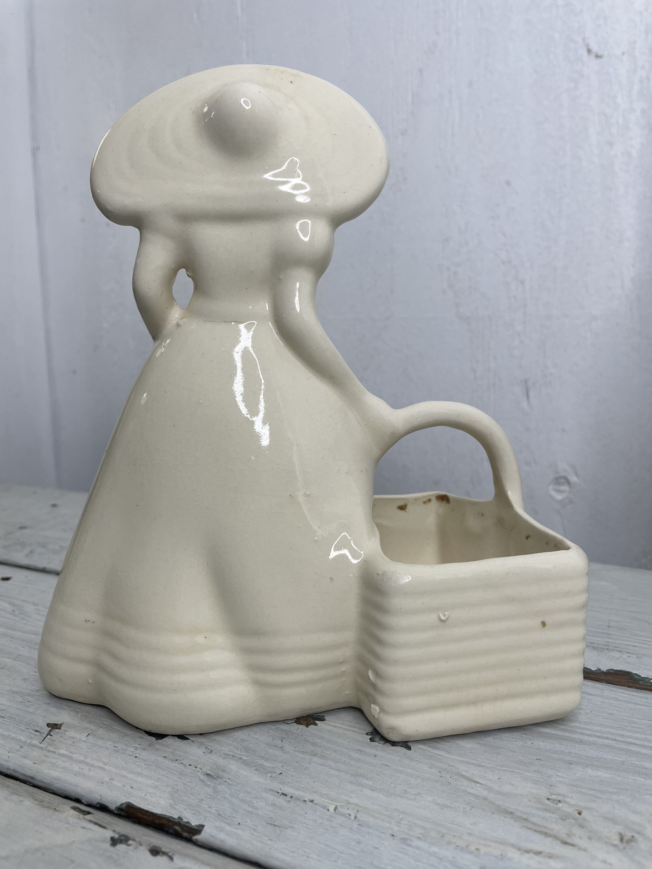 Vintage Cream Pottery Lady Planter Vintage Ceramic Floral Pot Easter ...