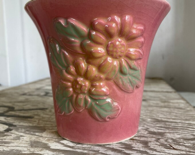 Vintage Pink Floral Hull Planter - Vintage Sunglow Daisy Planter - Pink ...