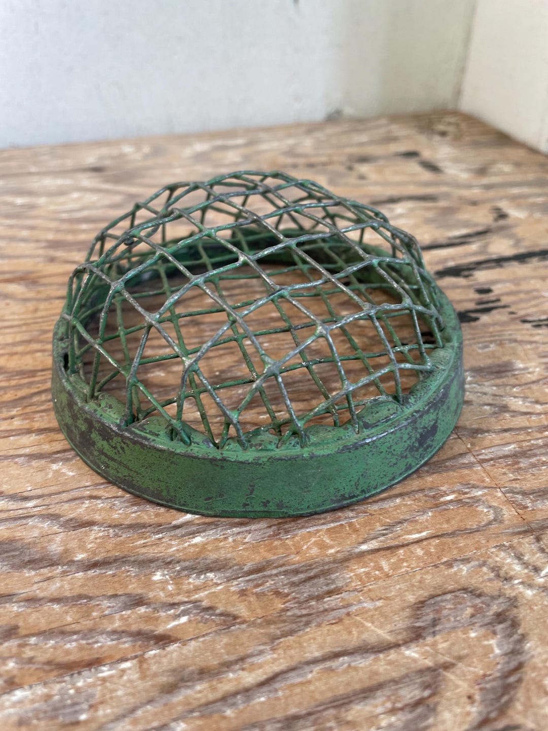 Vintage Green Metal Flower Frog - Wire Dome Shape - Weathered - Patina ...