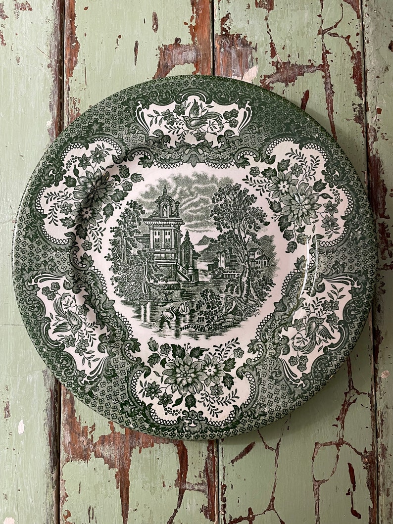 Vintage Green Transferware Dinner Plate English Ironstone Tableware - Etsy