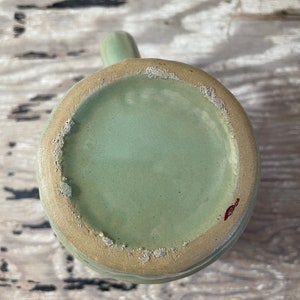 Vintage Chunky Green Pottery Mug - Jadeite Green Color Glaze - USA Pottery - Barrel Shaped Mug ...