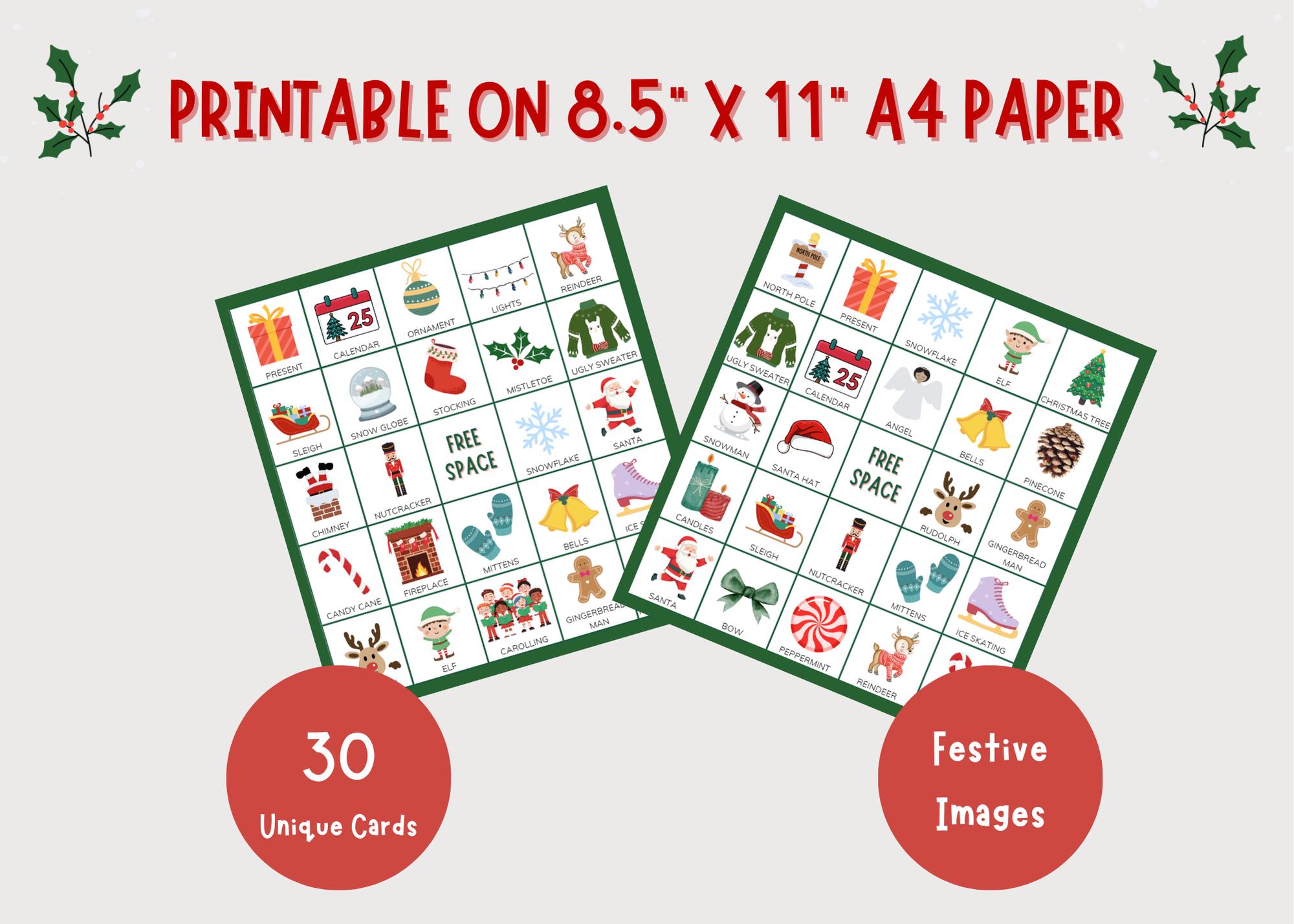 Christmas Bingo, 30 Unique Bingo Cards, Christmas Activity, Christmas ...