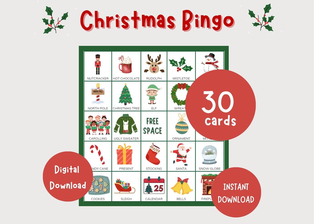 Christmas Bingo, 30 Unique Bingo Cards, Christmas Activity, Christmas ...