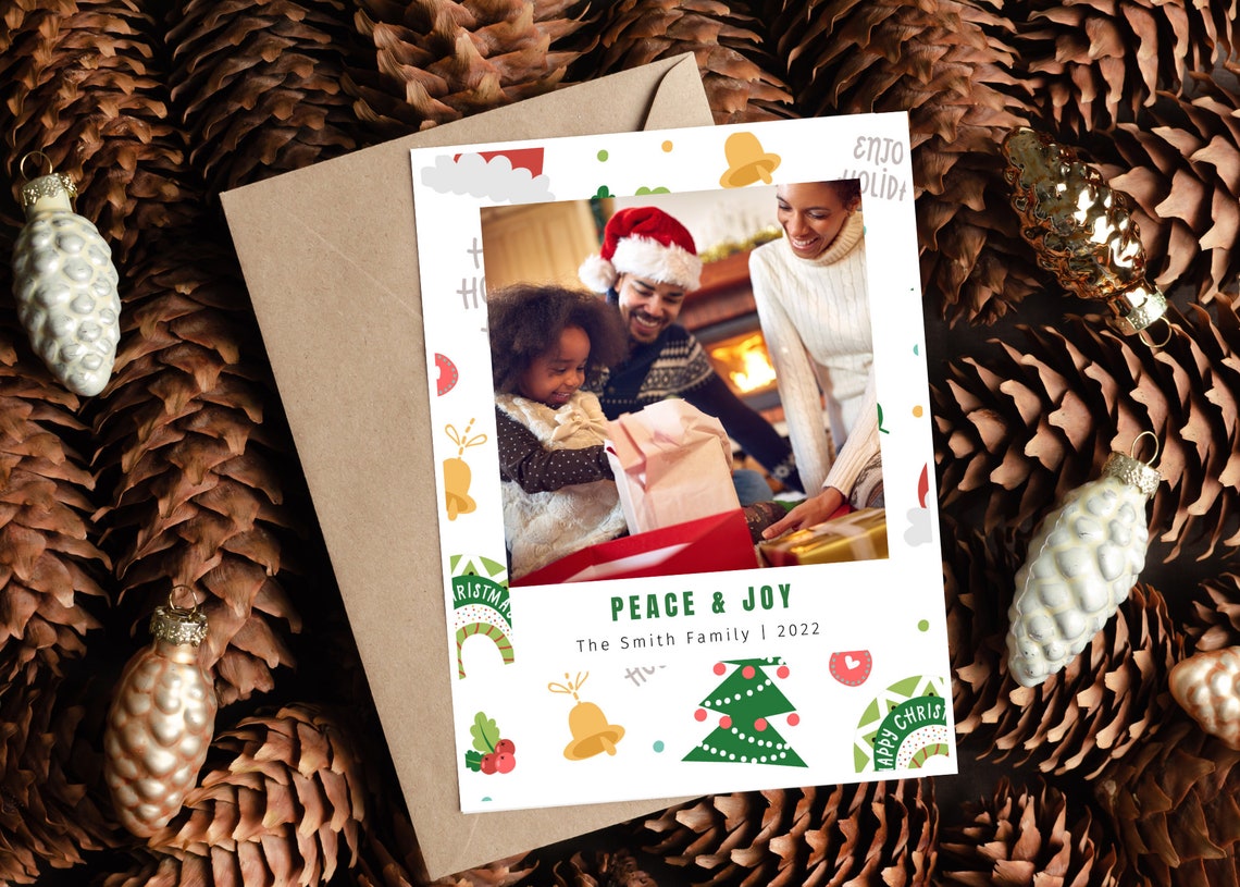 Photo Christmas Card Template, Printable Christmas Card, Holiday Card ...