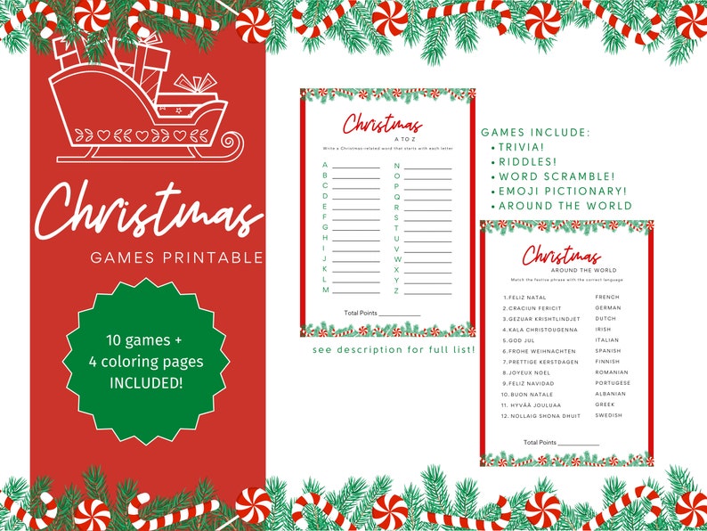 Christmas Games Printable, Printable Christmas Games for Kids, Instant ...