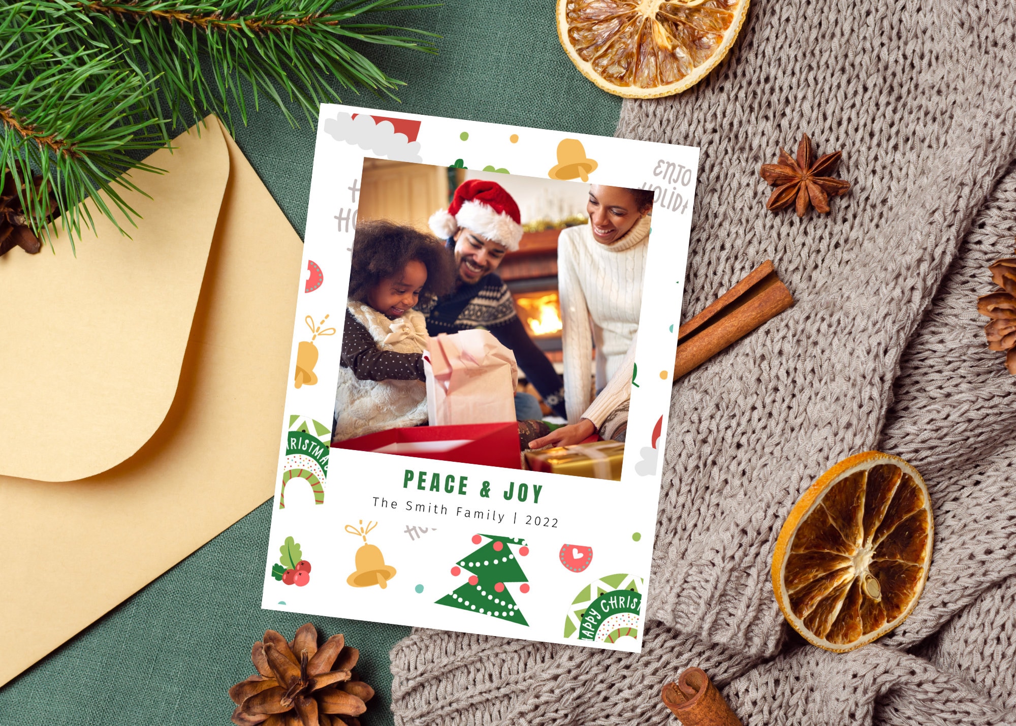 Photo Christmas Card Template, Printable Christmas Card, Holiday Card ...