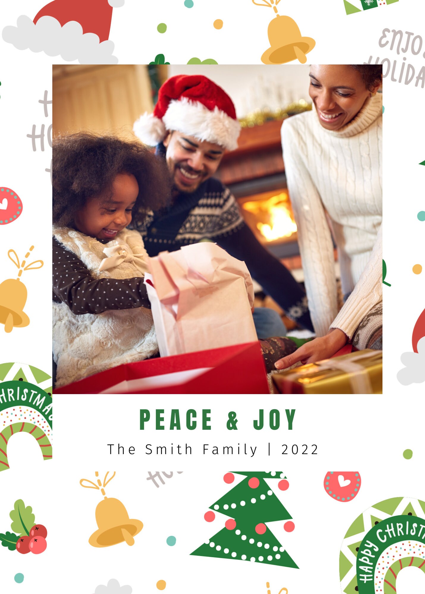 Photo Christmas Card Template, Printable Christmas Card, Holiday Card ...