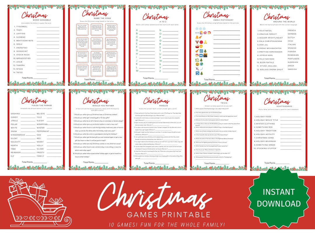 Christmas Games Printable Printable Christmas Games For Kids Etsy Christmas Games Printable Printable Christmas Games For Kids Etsy