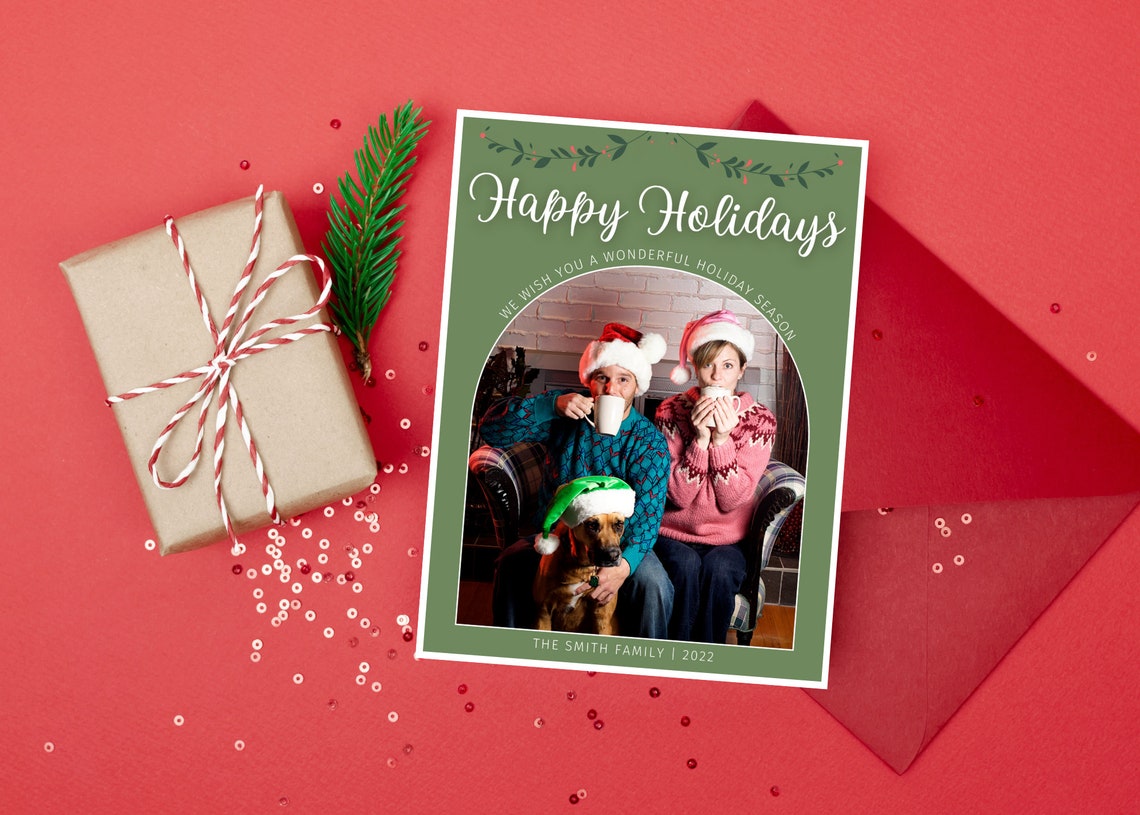 Photo Christmas Card Template, Printable Christmas Card, Holiday Card ...