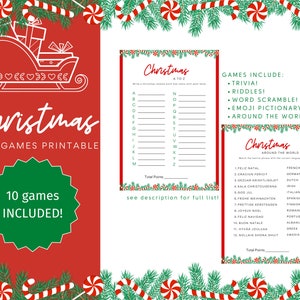 Christmas Games Printable, Printable Christmas Games for Kids, Instant ...