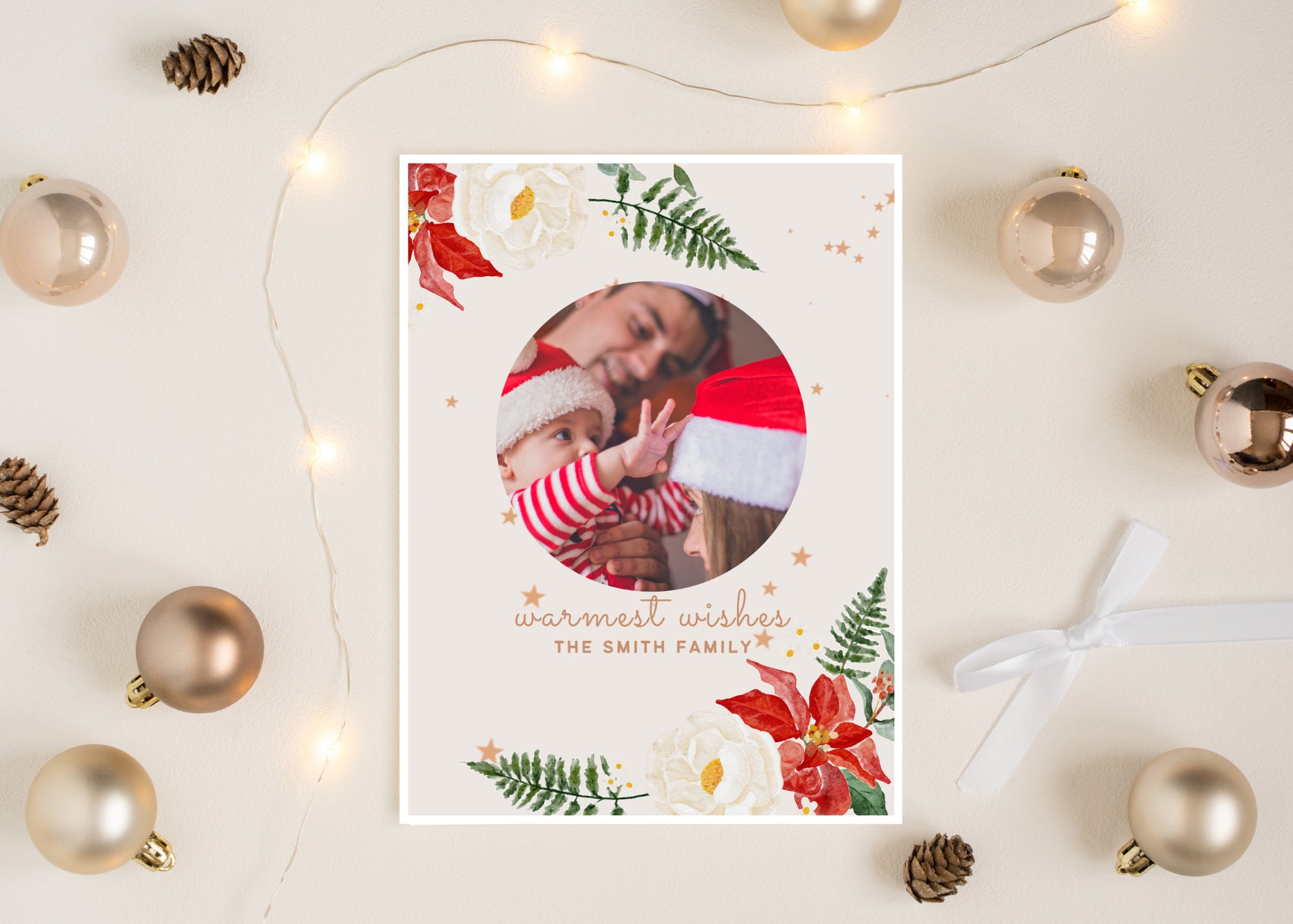 Photo Christmas Card Template, Printable Christmas Card, Holiday Card ...