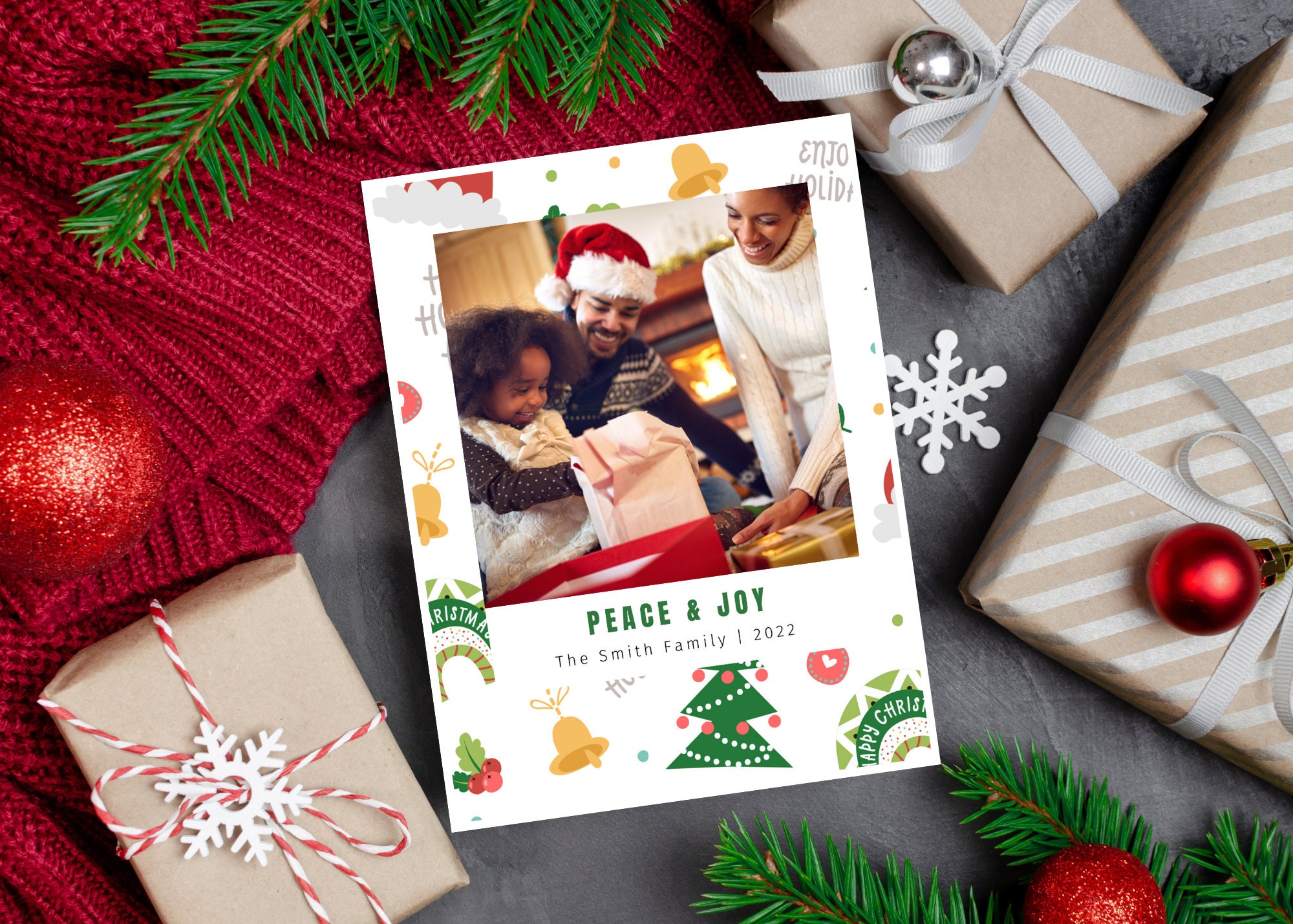 Photo Christmas Card Template, Printable Christmas Card, Holiday Card ...