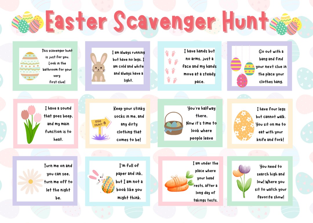 Easter Scavenger Hunt, Easter Scavenger Hunt for Kids, Easter Scavenger ...