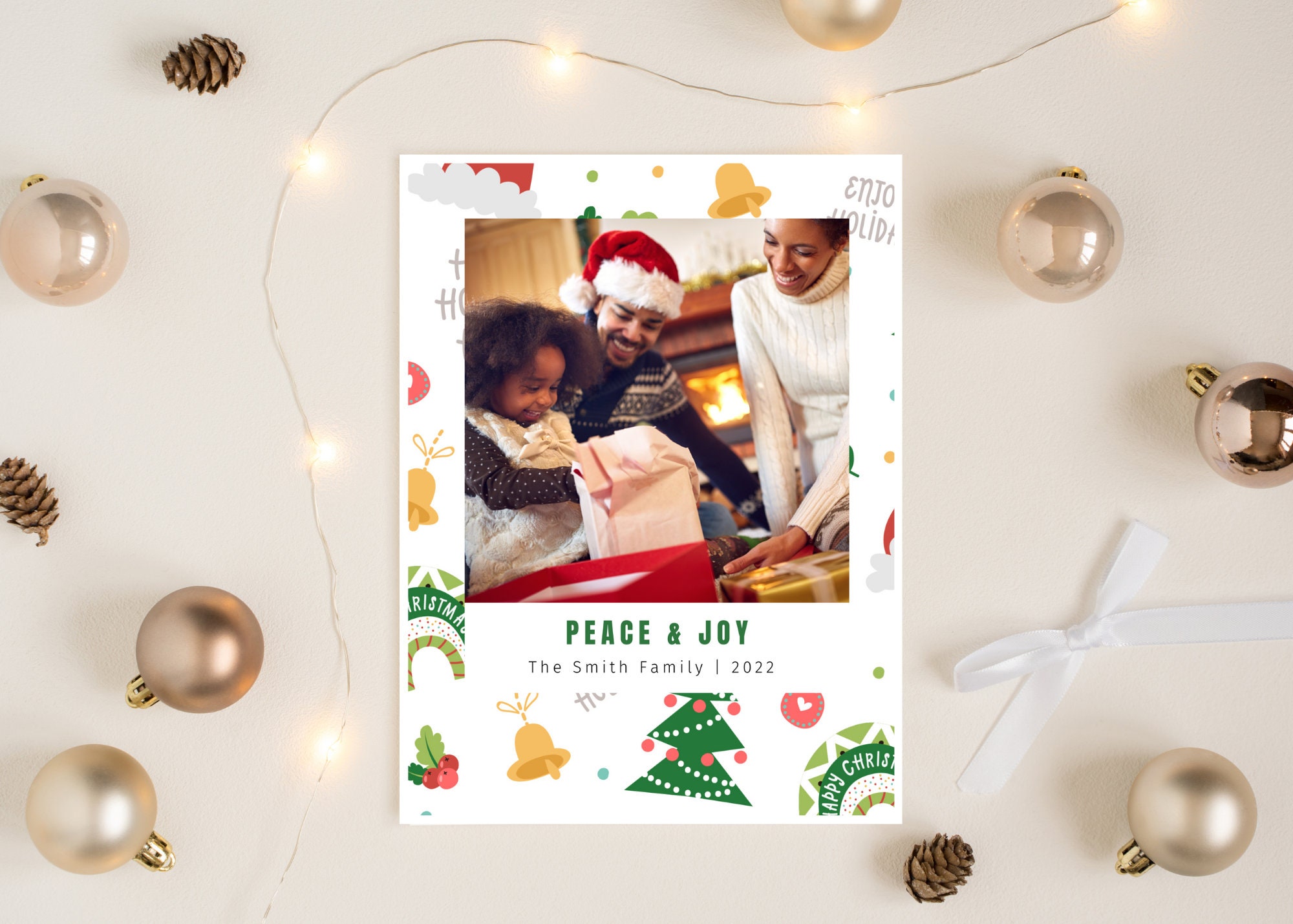 Photo Christmas Card Template, Printable Christmas Card, Holiday Card ...