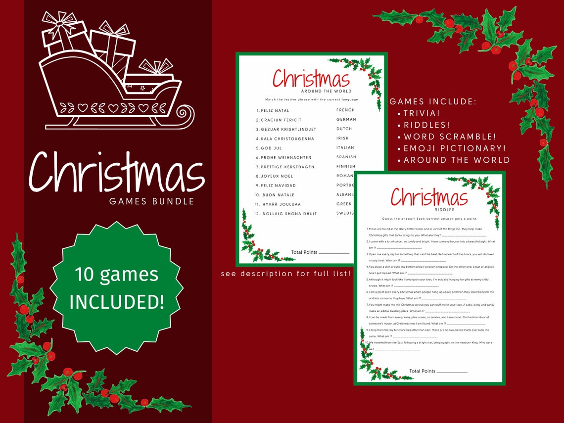Christmas Games Printable, Printable Christmas Games for Kids, Instant ...